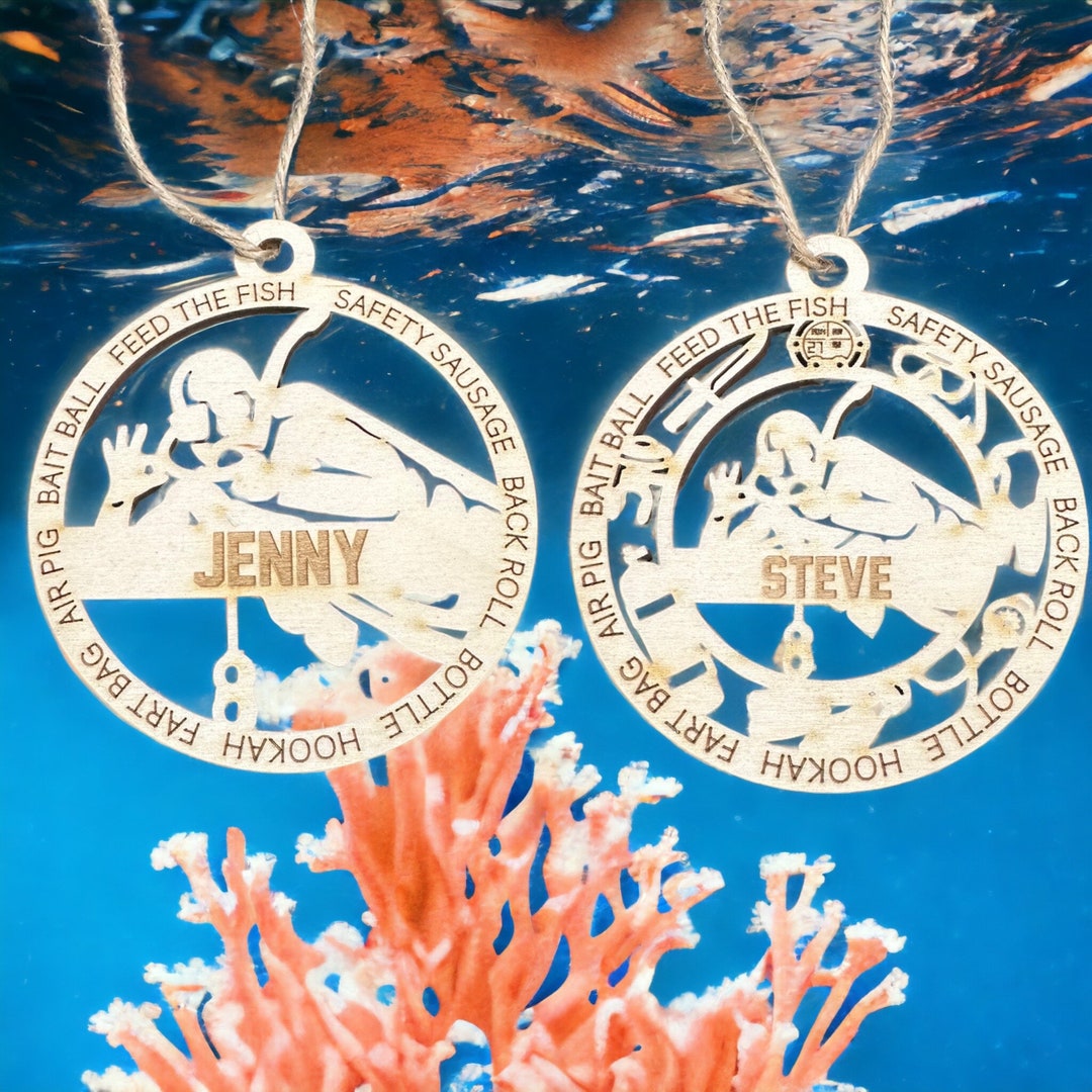 Personalized Scuba Diving Stadium Series Christmas Ornament - Male and ...