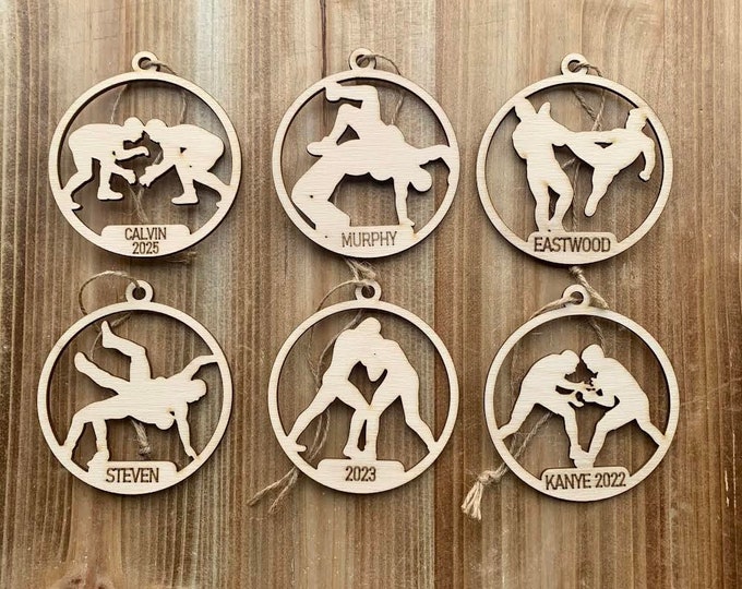 Wrestling / Wrestler 2-layer Personalized Laser Cut Wood Christmas ...