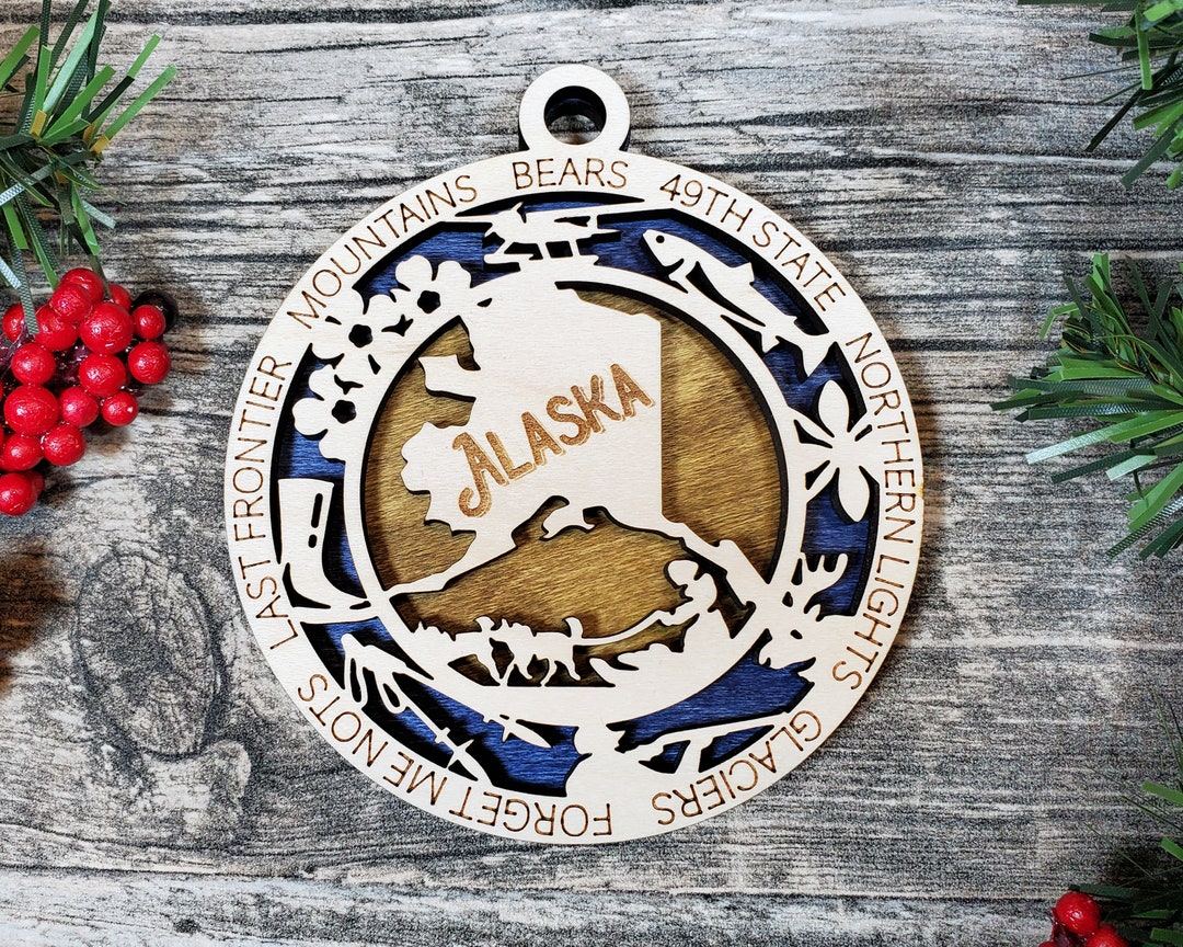 Alaska (AK) State Christmas Ornament - Souvenir - Family Trip - Travel ...