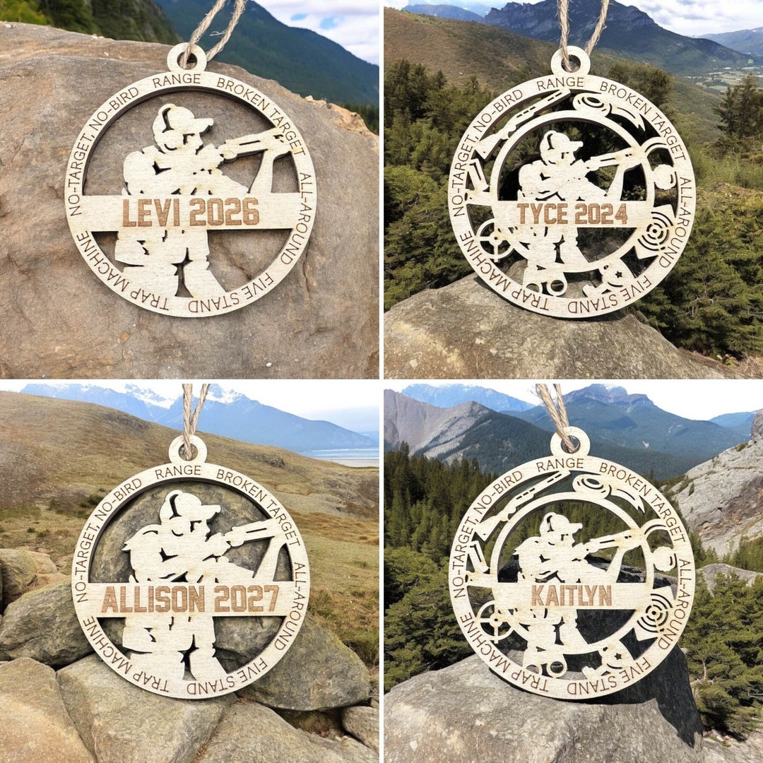 Personalized Trap Shooting Stadium Series Christmas Ornament Male and ...