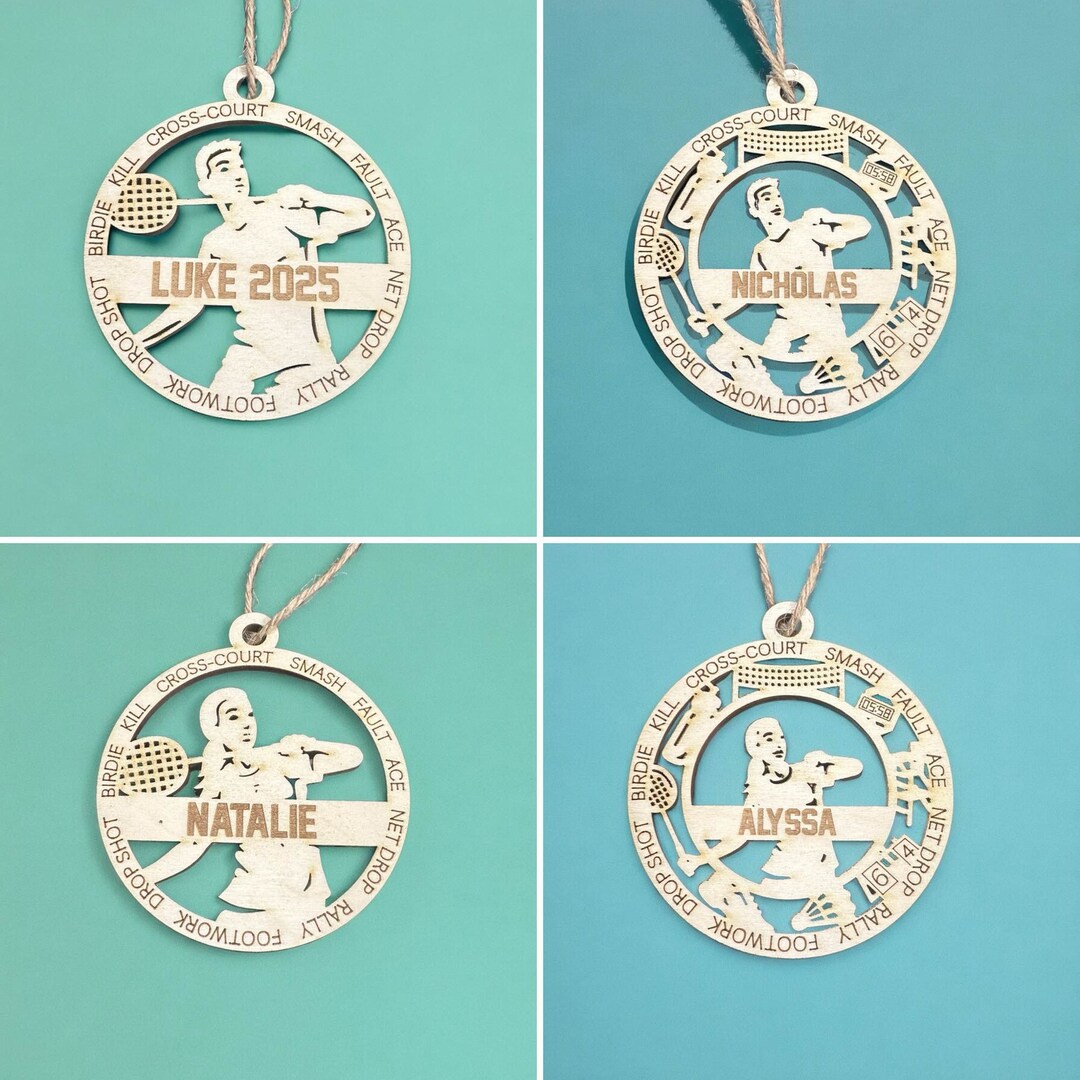 Personalized Badminton Stadium Series Christmas Ornament - Male and ...