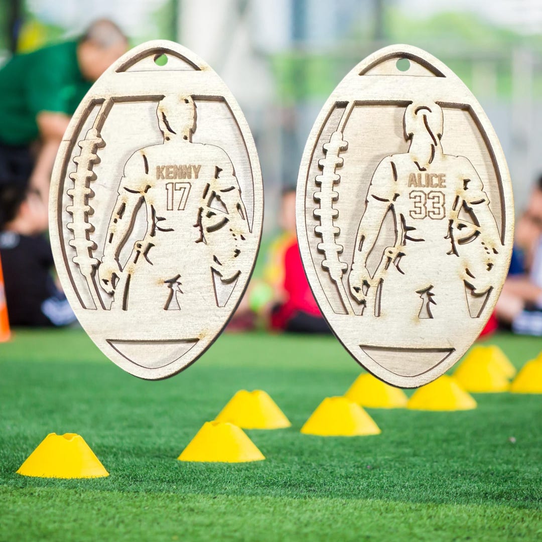 Flag Football Spotlight Ornament Personalized Wooden Christmas Present ...