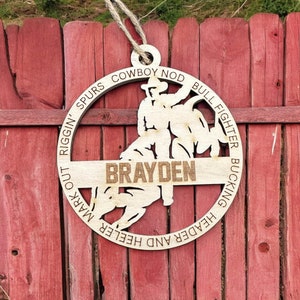 Personalized Bull Riding Stadium Series Christmas Ornament - Male and ...