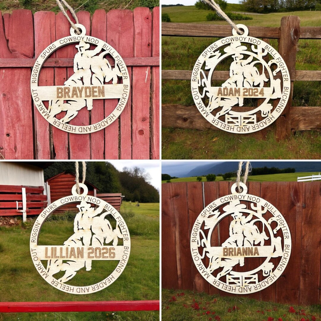 Personalized Bull Riding Stadium Series Christmas Ornament Male and ...