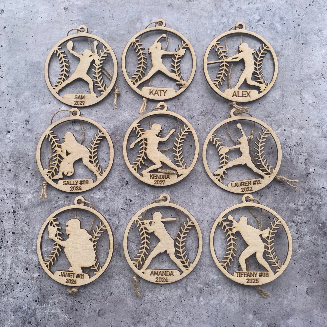 Softball Ornament Personalized Wooden Christmas Present. Perfect Gift ...