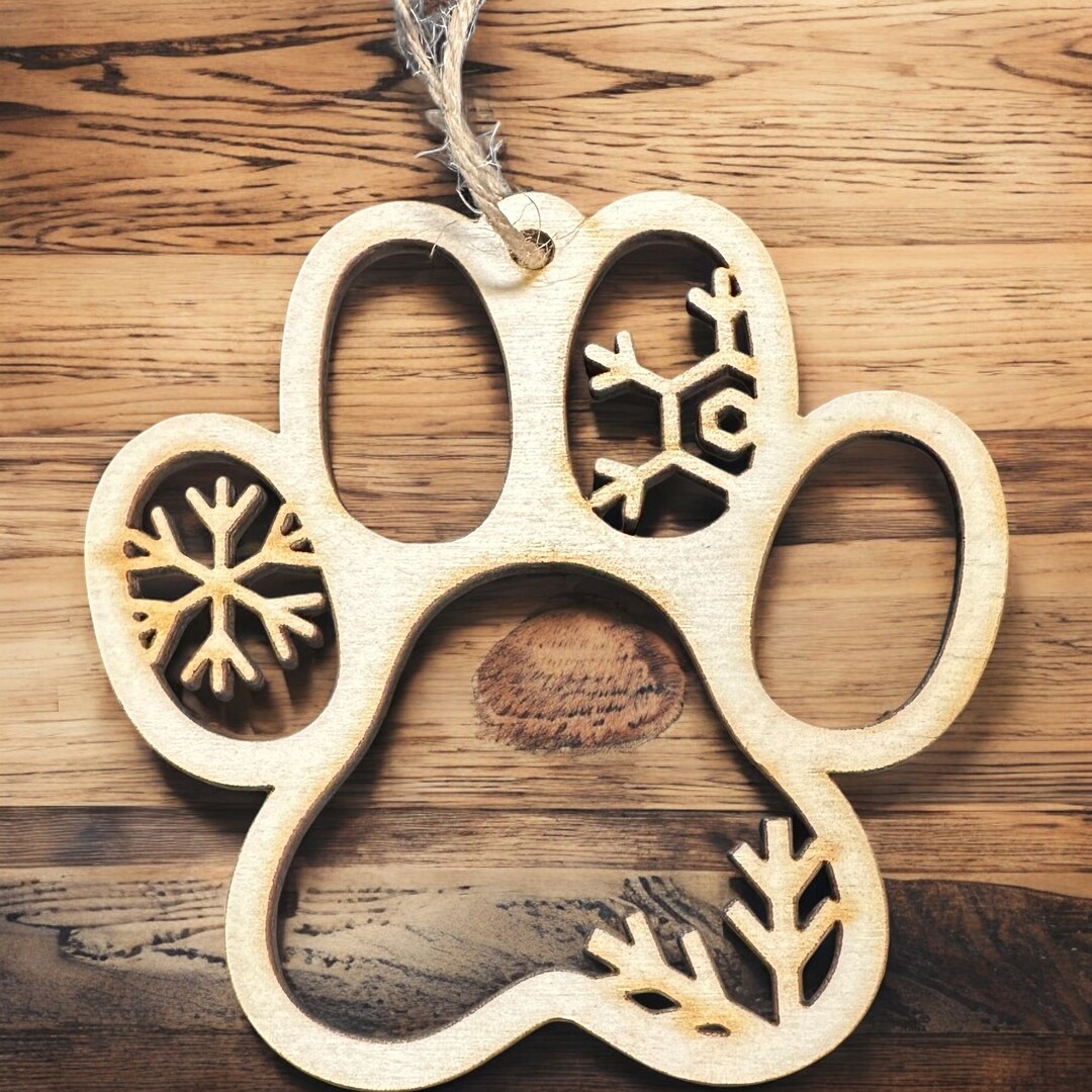 Cat Paw With Snowflakes Christmas Ornament - Laser Engraved the Perfect Gift for a Cat Lover ...