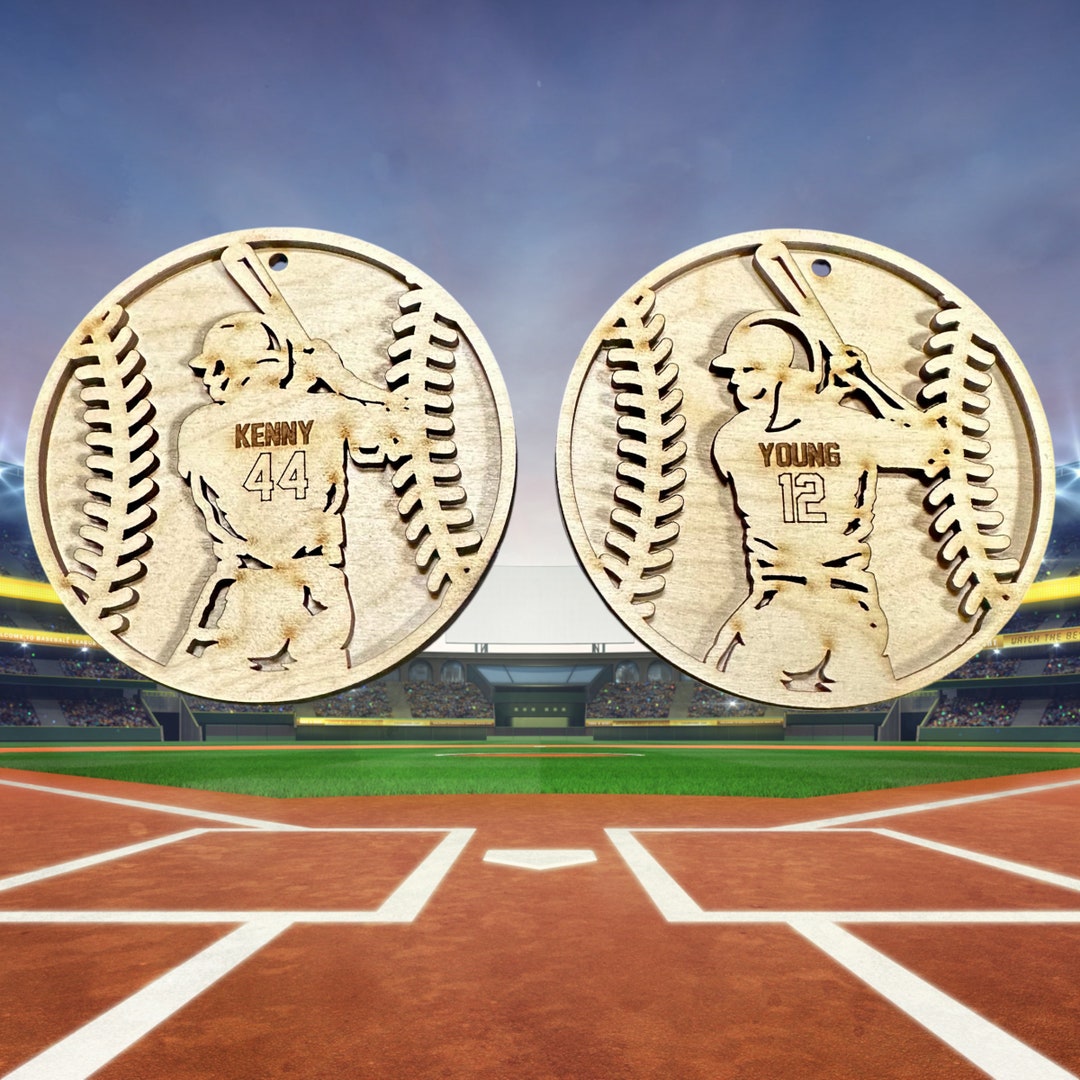 Baseball Spotlight Ornament Personalized Wooden Christmas Present. Male ...