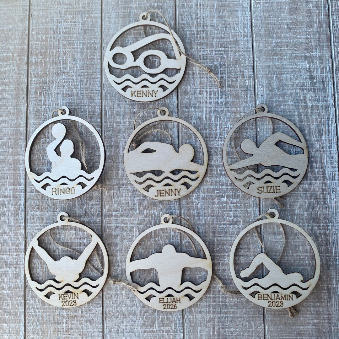 Swimming Ornament Personalized Wooden Christmas Present. Perfect Gift ...