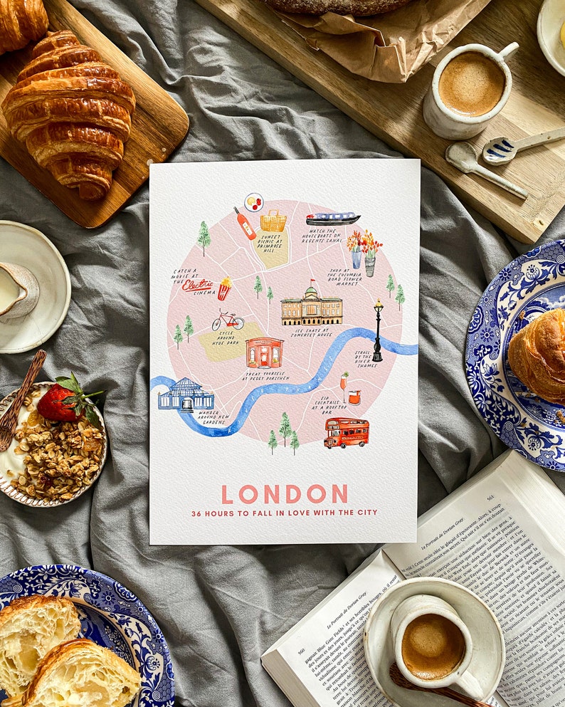 Handmade Romantic London Map / London print / Cute London | Etsy