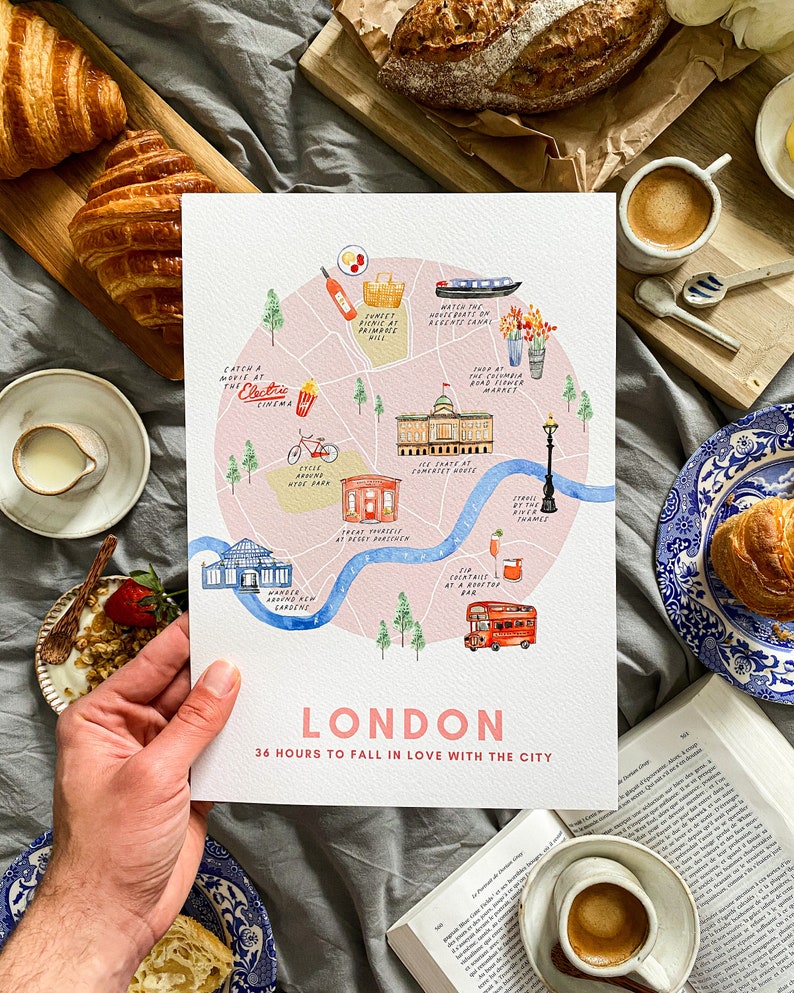 Handmade Romantic London Map / London print / Cute London | Etsy