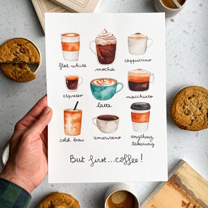 But First...coffee! Print / Coffee Print / Coffee Handmade Print ...