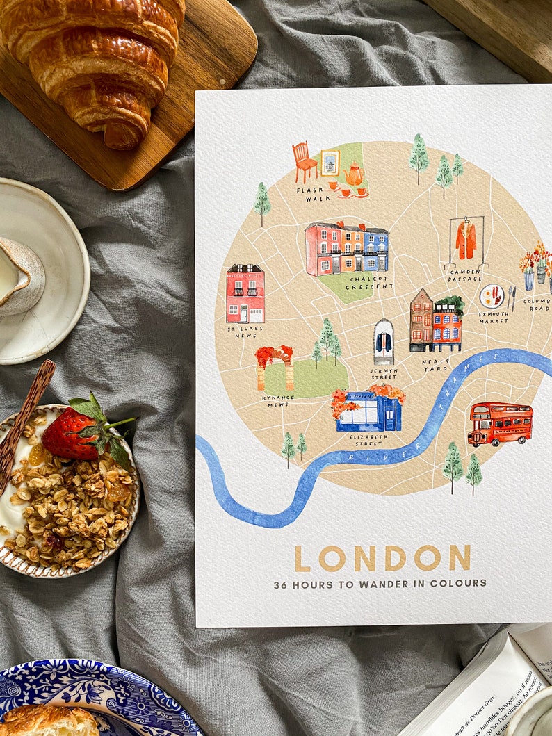 Handmade London Pretty Street Map / London Print / Cute London | Etsy