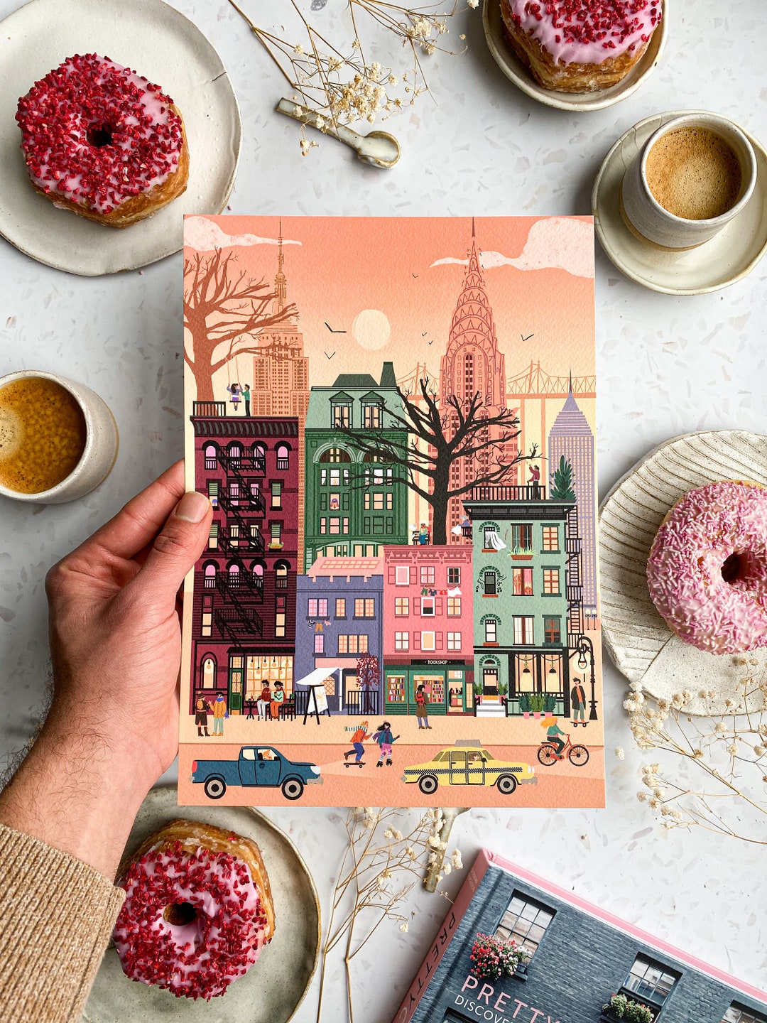 Retro New York City Art Print: 90s Style, Tintoretto Paper - Etsy