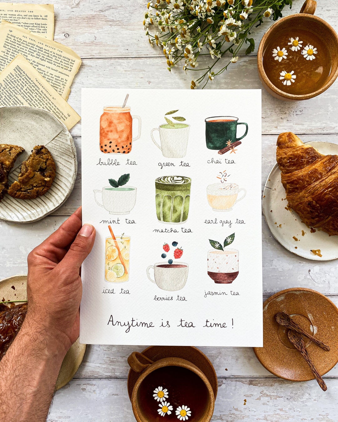 Anytime is Tea Time Print: Bubble Tea, Matcha, Chai (A4) - Etsy