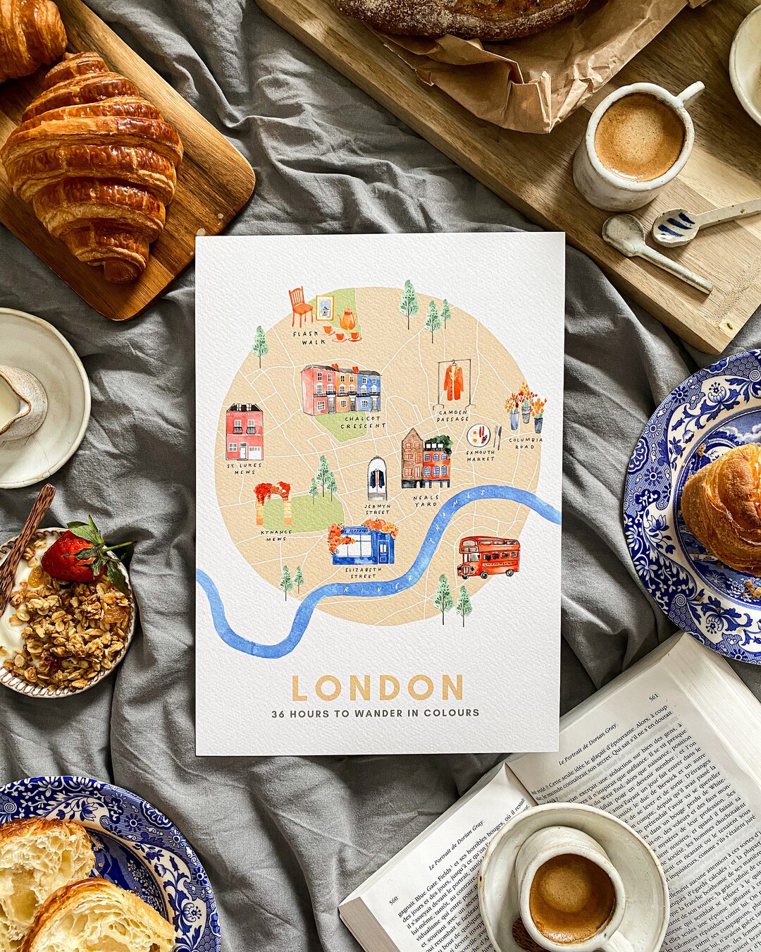 Handmade London Pretty Street Map / London Print / Cute London ...