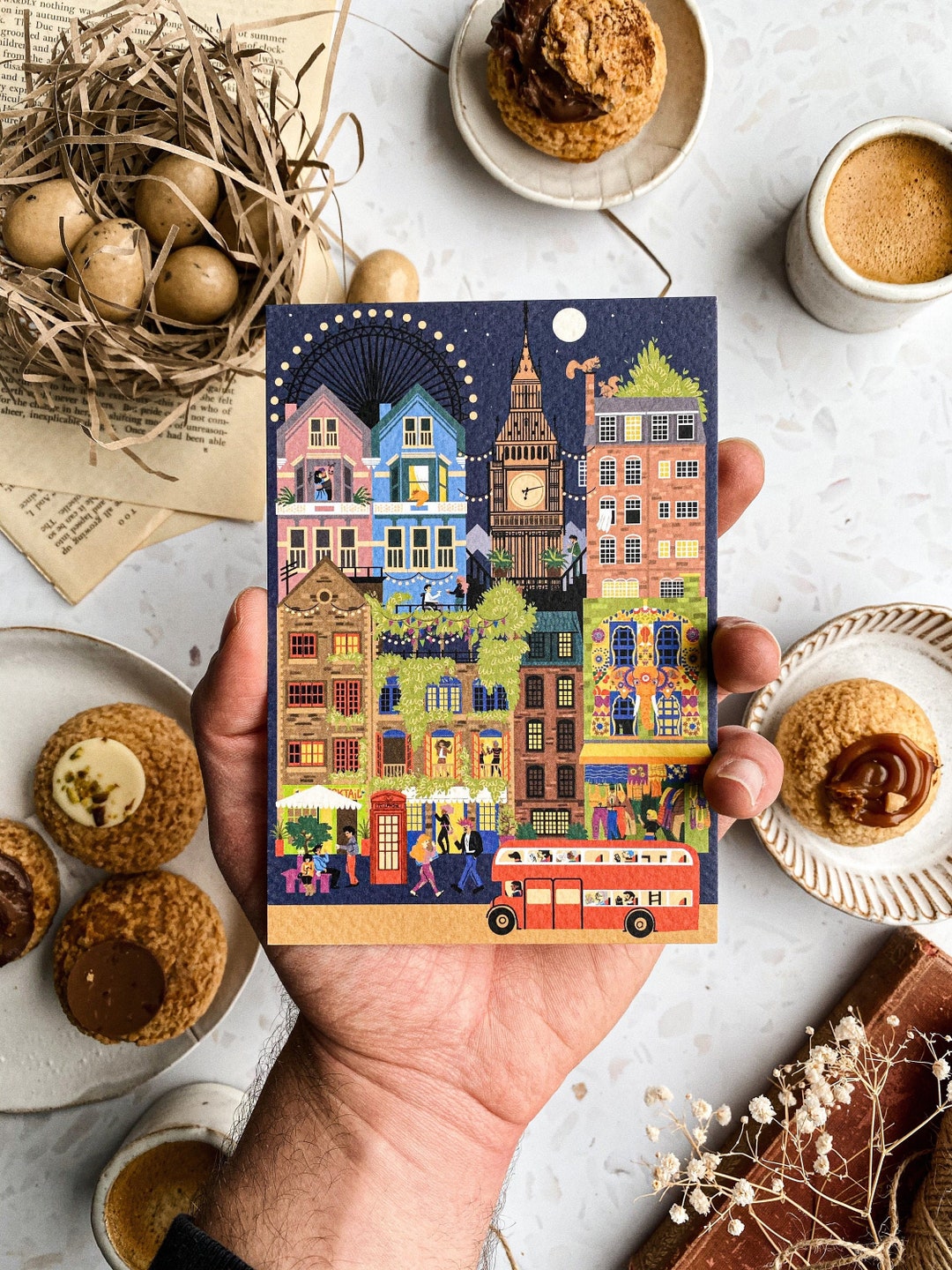 Set of 5 Retro City Postcards / London Postcard / Colmar Postcard / New ...