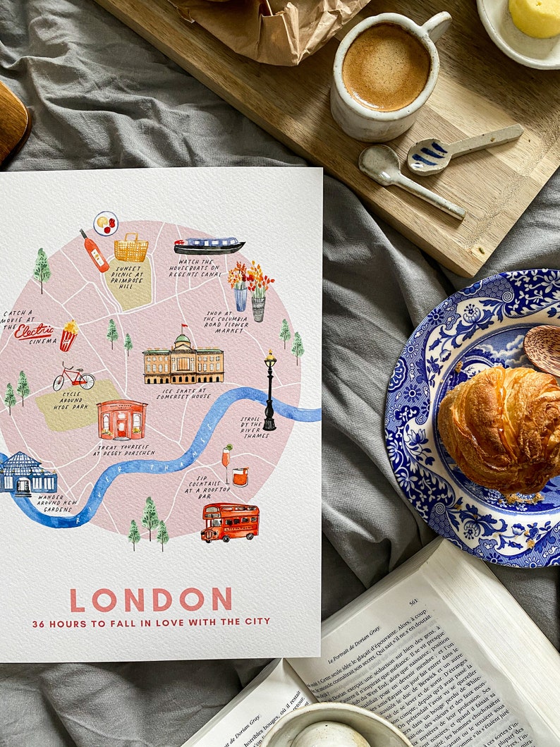 Handmade Romantic London Map / London print / Cute London | Etsy