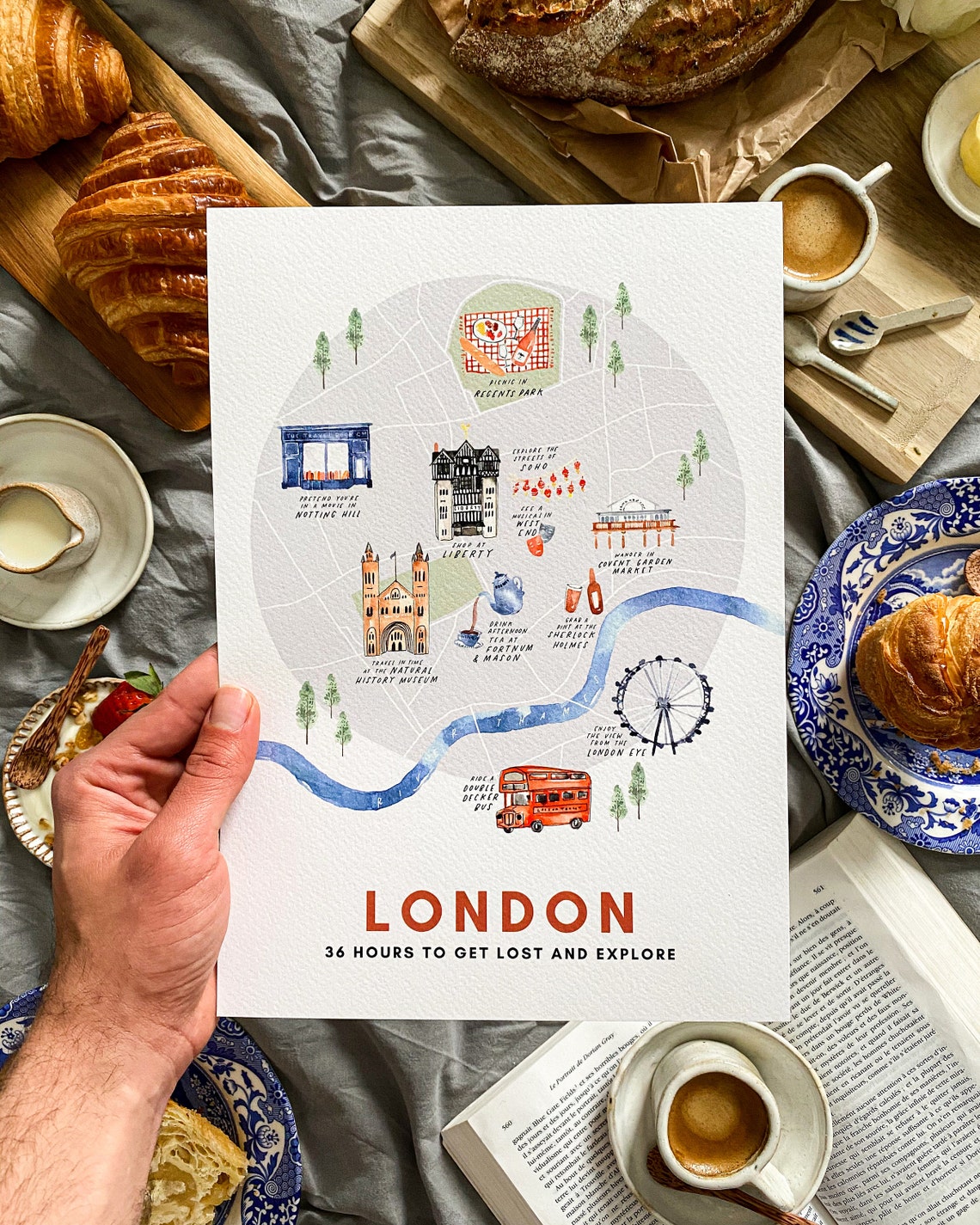 Handmade London Map / London Print / Cute London Watercolour - Etsy UK