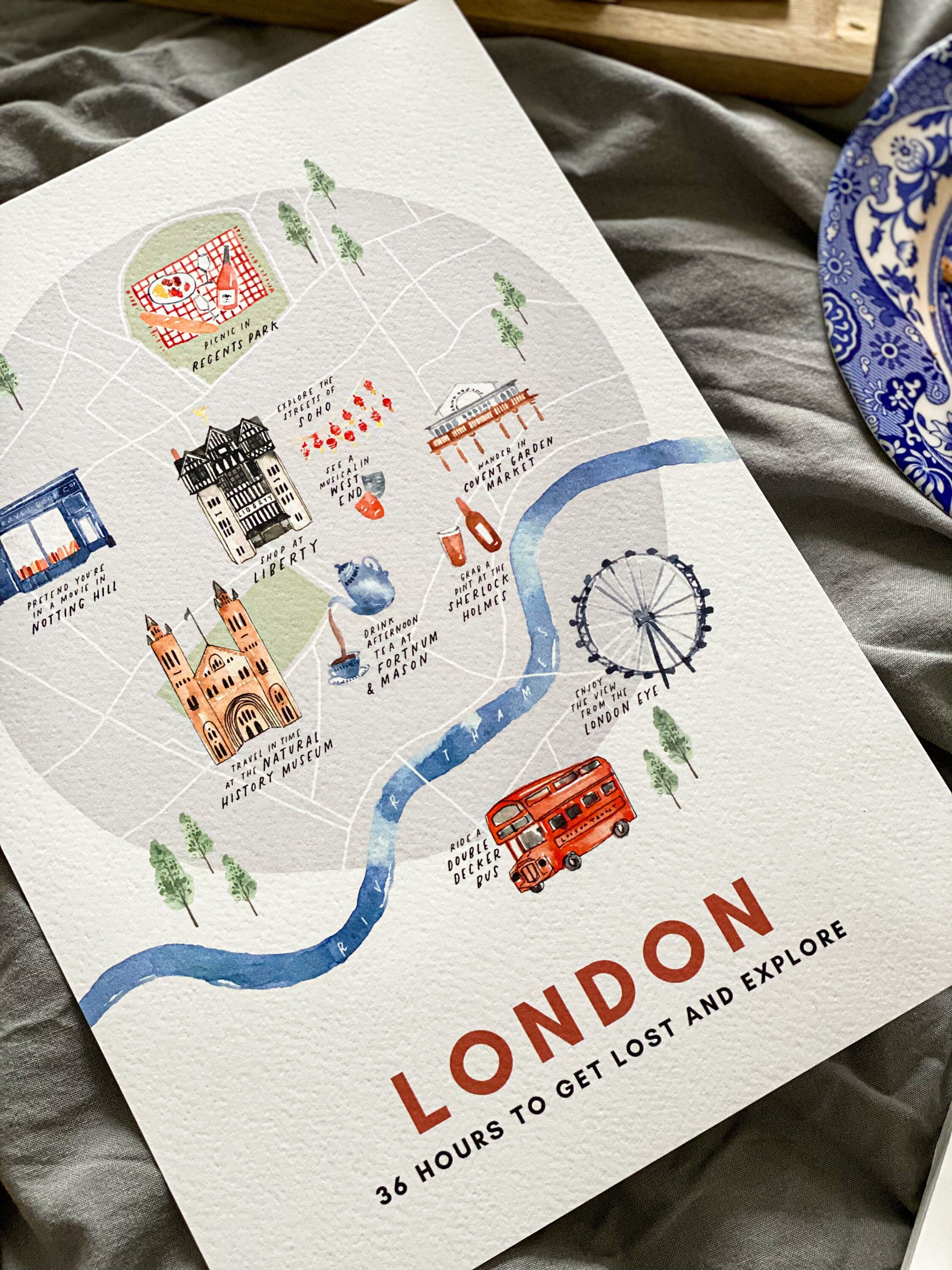 Handmade London Map / London print / Cute London Watercolour | Etsy