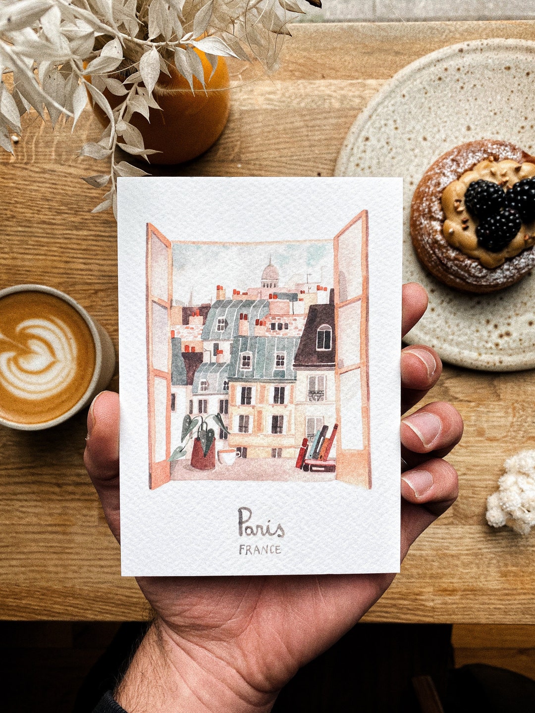 Set of 5 Handmade Paris Postcards / Handmade Paris Postcard / Paris ...