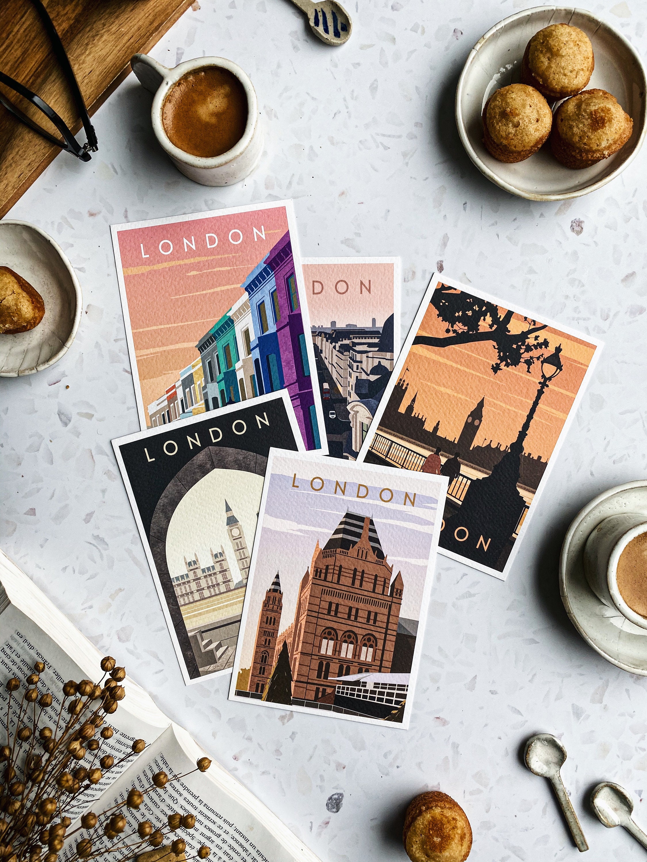 Set of 5 London cards / Vintage London postcards / London card | Etsy