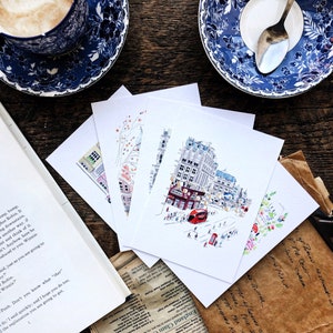 Set of 5 Handmade London Cards / London Postcards / Cute London ...