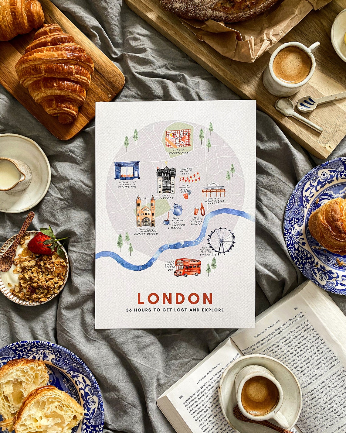 Handmade London Map / London Print / Cute London Watercolour - Etsy UK