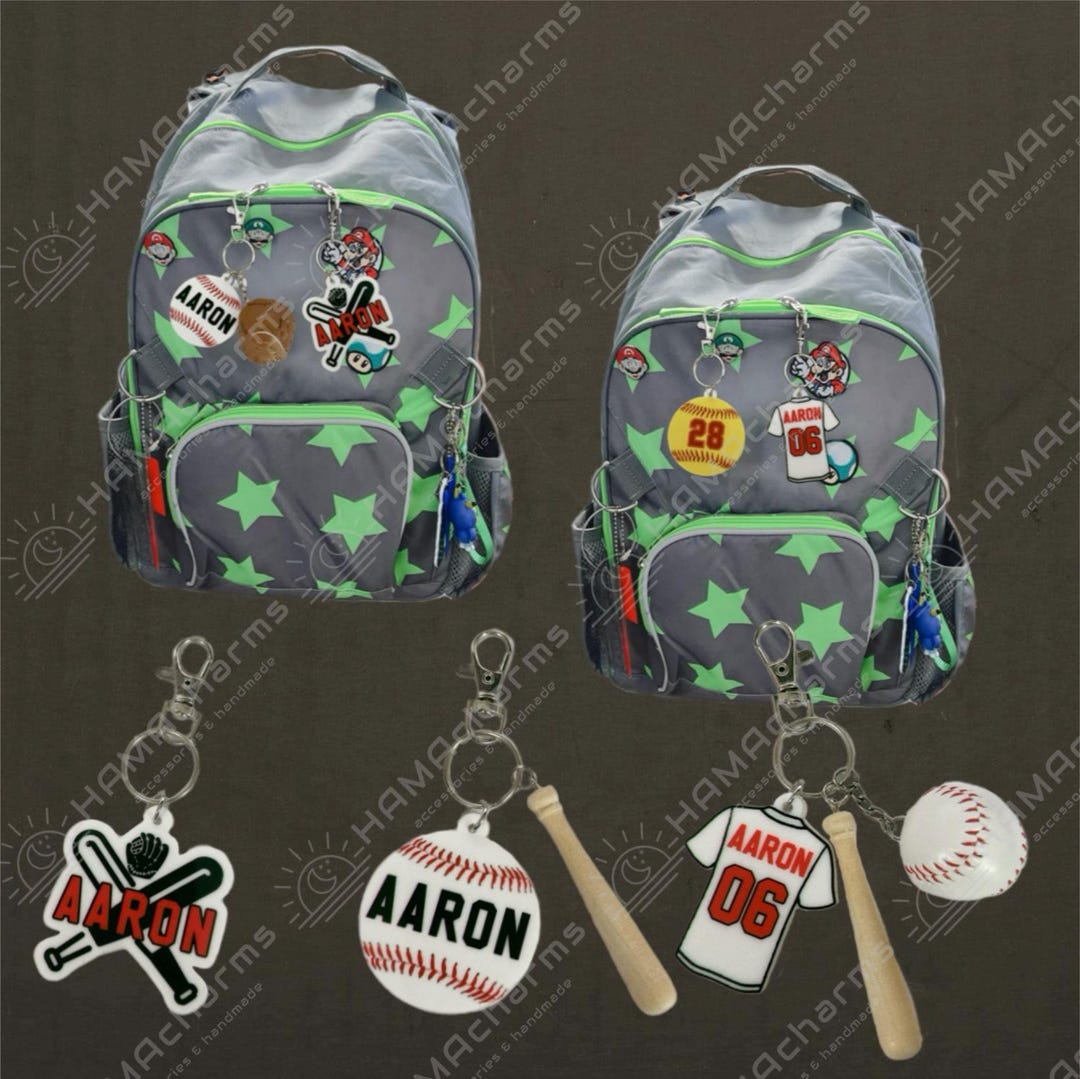 Custom Baseball Softball Backpack Keychain: Personalized Acrylic Name ...
