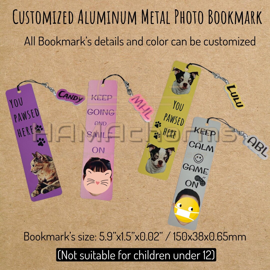 Custom Photo Aluminum Bookmark: Personalized Pet or Face Gift - Etsy