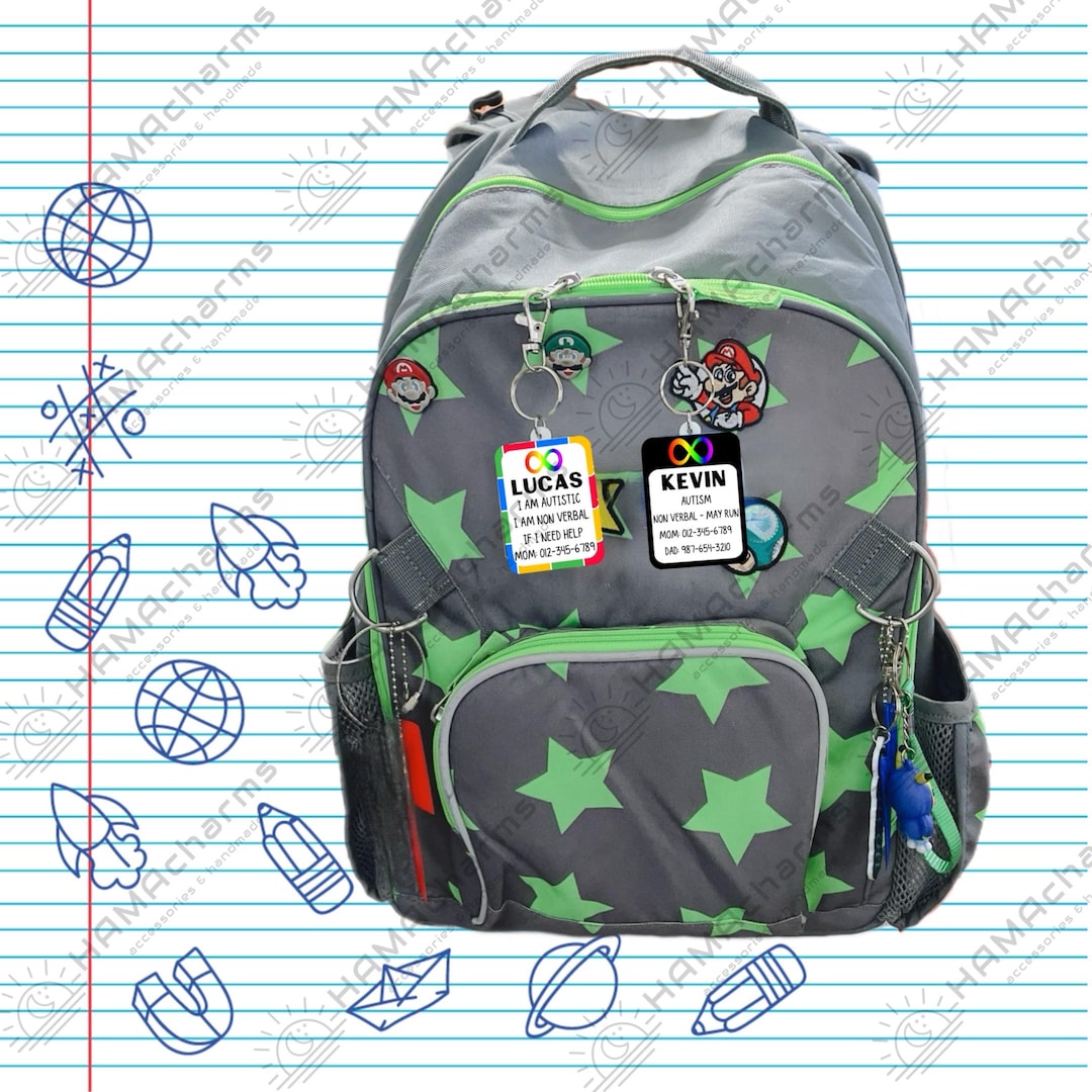 Custom Acrylic Medical ID Bag Tag, Bag Hanger, Keychain: Autism ...