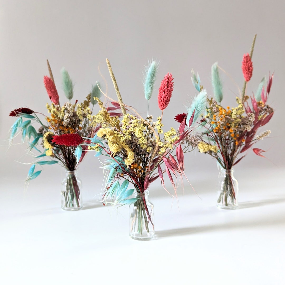 Mini Pimp Bouquet in Natural Dried Flowers Multicolored Boho Event ...
