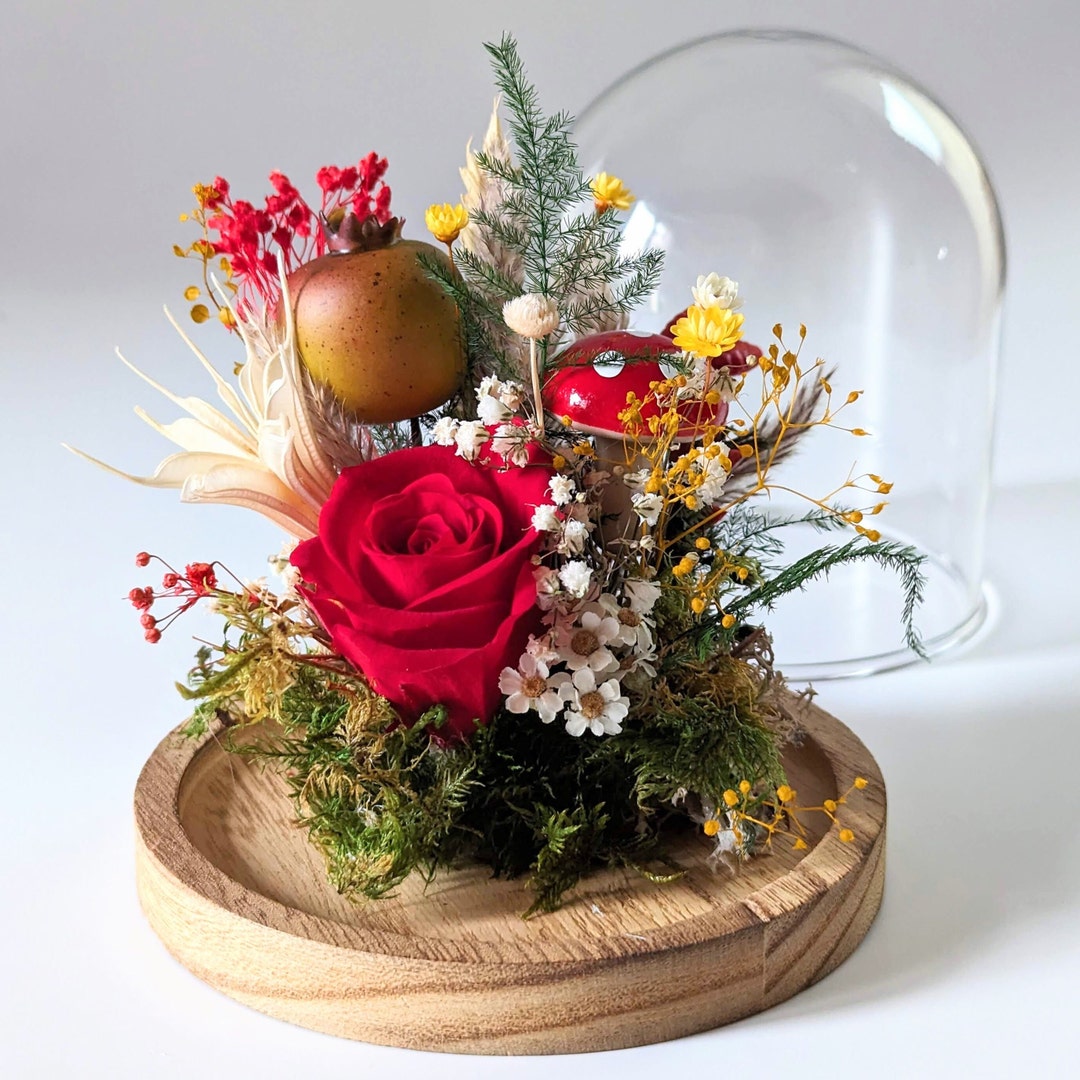 Fairy Natural Dried Flower Bell, Eternal Red Rose, Handmade Decoration ...