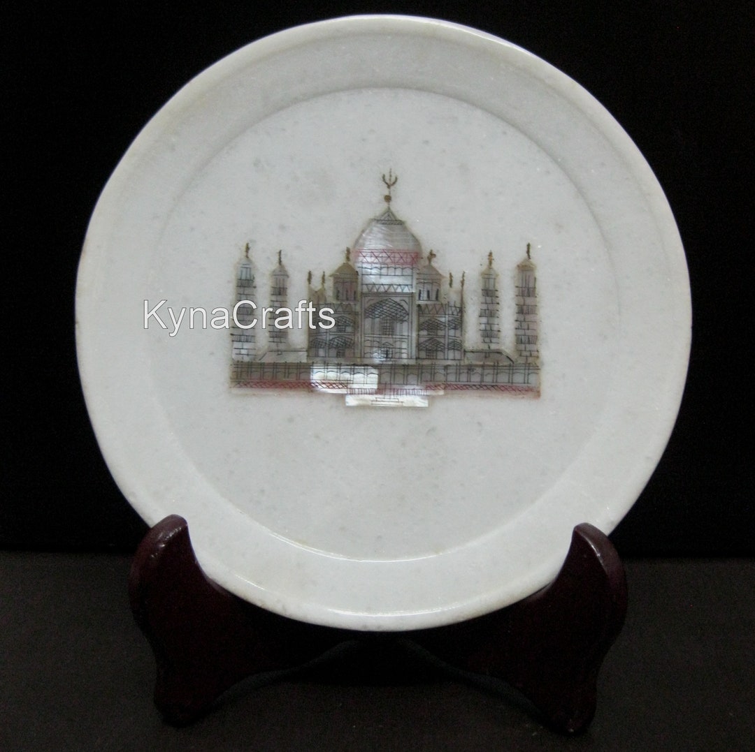 7 Inches Taj Mahal Replica Inlay Work Decorative Plate Round - Etsy