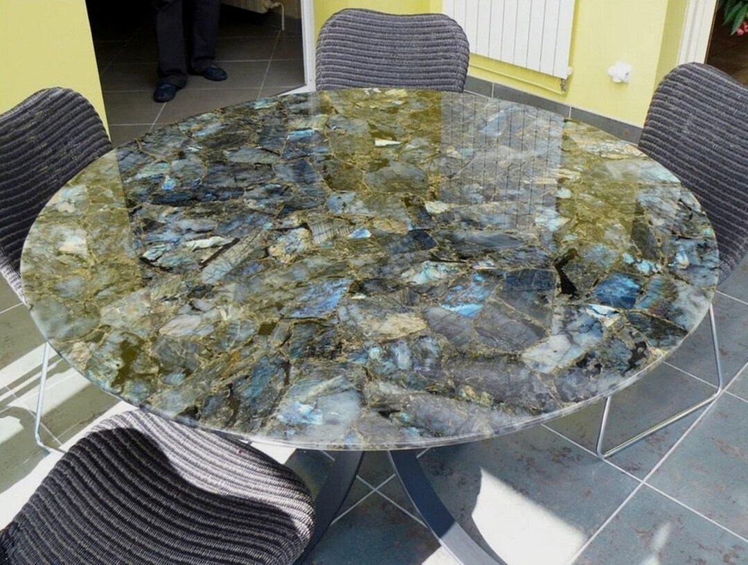 Round Shape Dining Table Top for Restaurant Decor Labradorite - Etsy