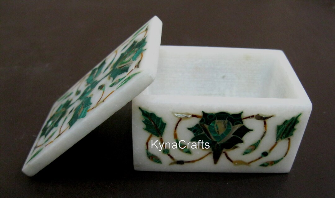 3 X 2 Inches Inlaid With Malachite Stone Trinket Box Rectangle - Etsy
