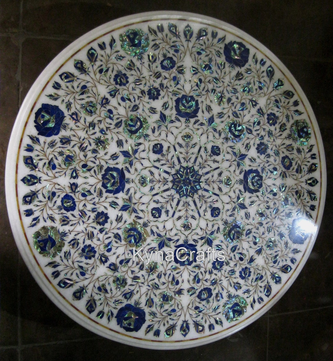 30 X 30 Inches Inlaid With Floral Art Coffee Table Top Round - Etsy