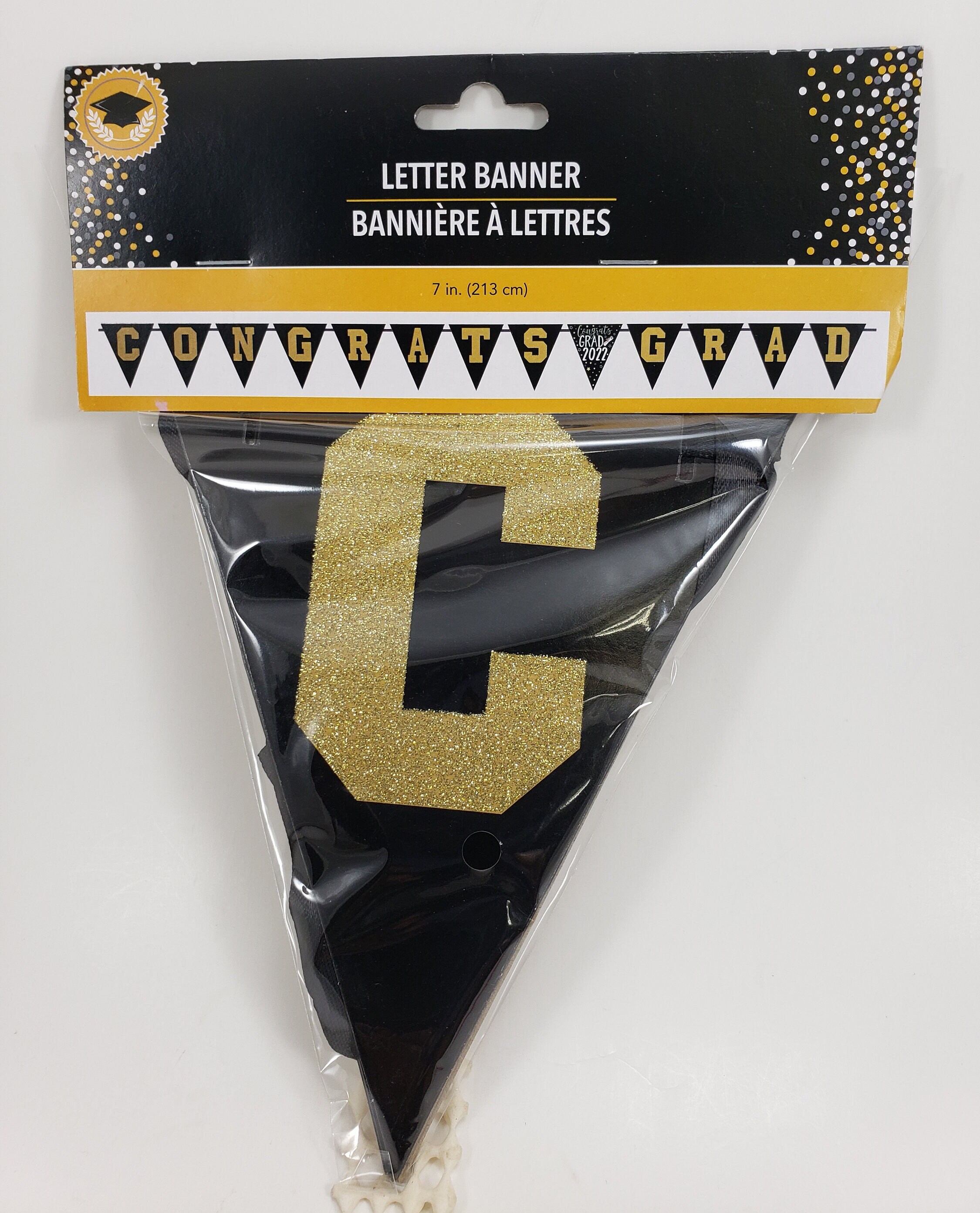 Black & Gold Congrats Grad Letter Banner Hanging Decorations - Etsy