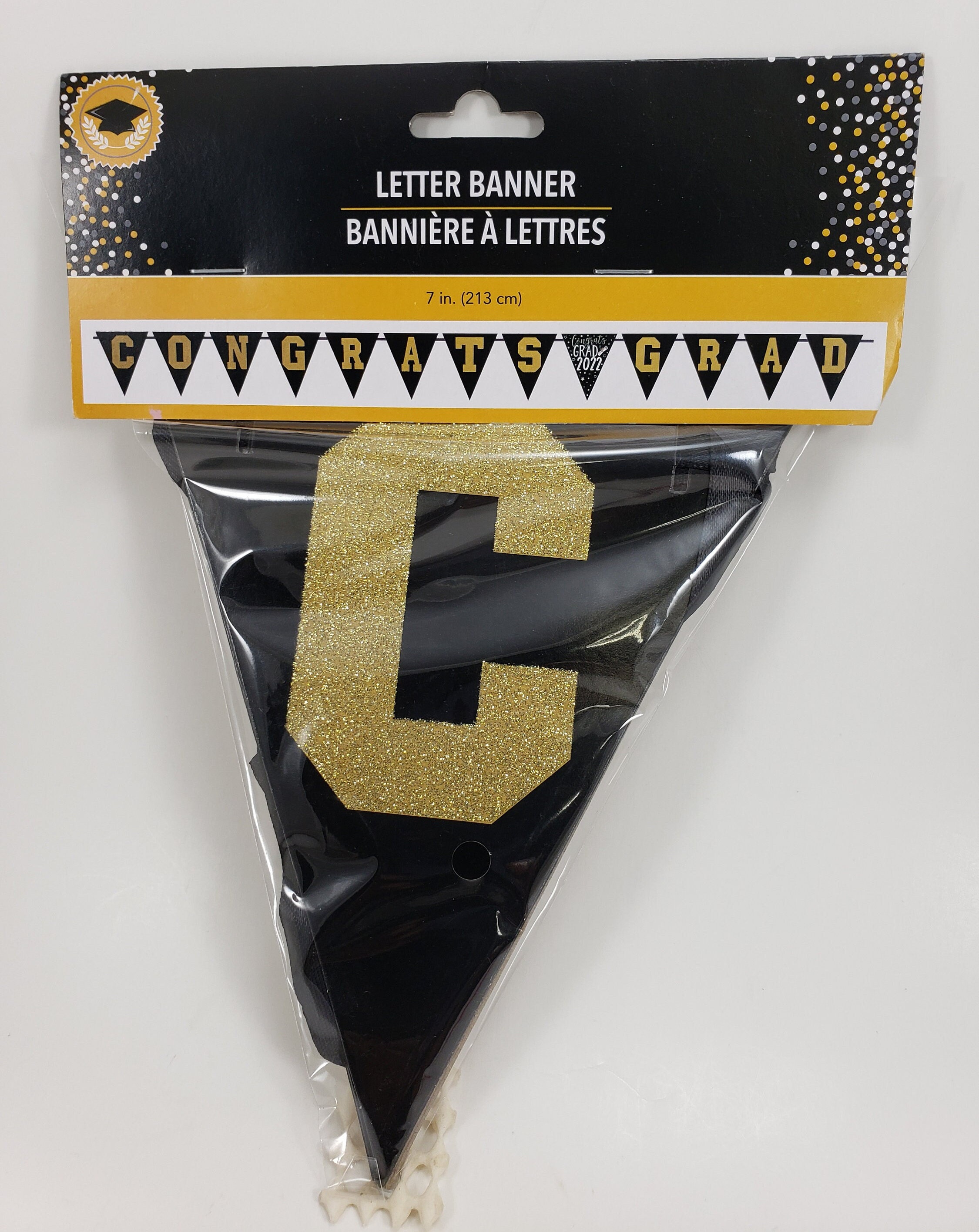 Black & Gold Congrats Grad Letter Banner Hanging Decorations - Etsy