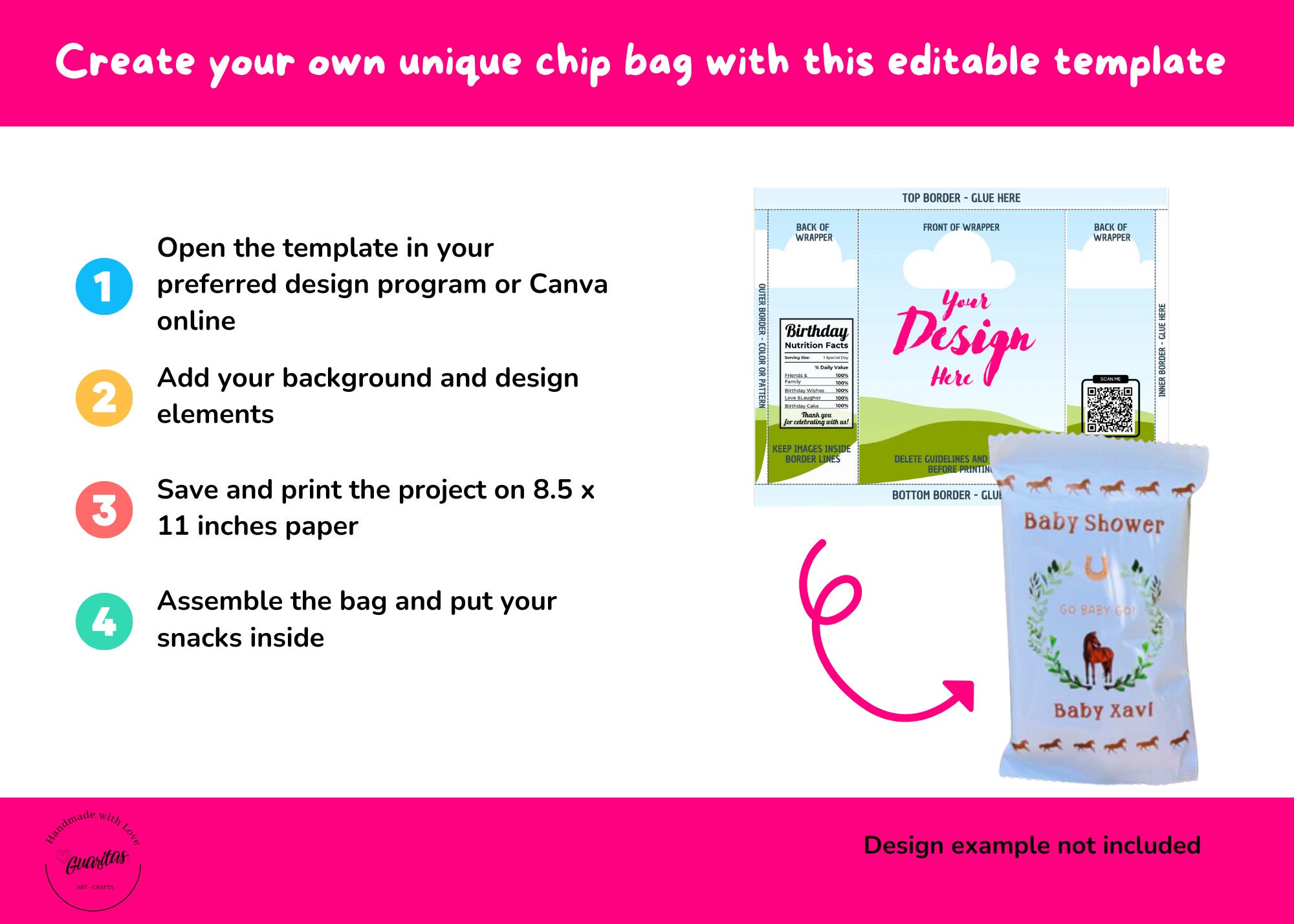 Editable Template for Chip Bag Design, Chip Bag Template - Etsy