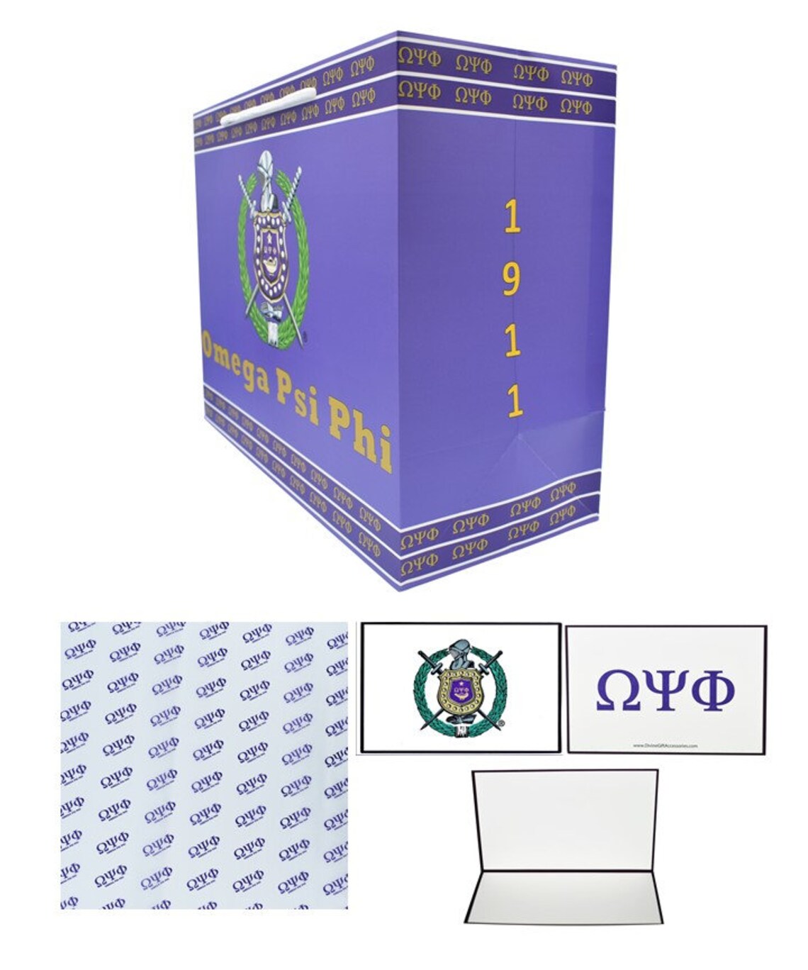 Package Set Omega Psi Phi bag Tissue Paper Greeting Card - Etsy