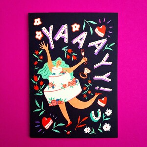 YAAAYY Engagement Wedding Greeting Card 14.8cm X 10.5cm 5.8 X 4.1 With ...