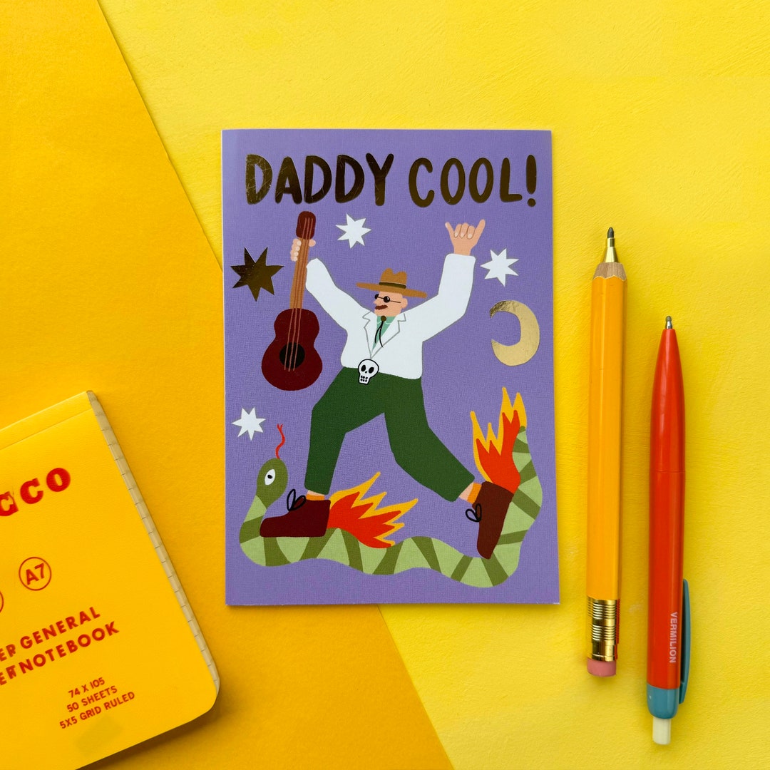 Fathers Day 'daddy Cool' Card Gold Foiled With Colourful FSC Certified ...