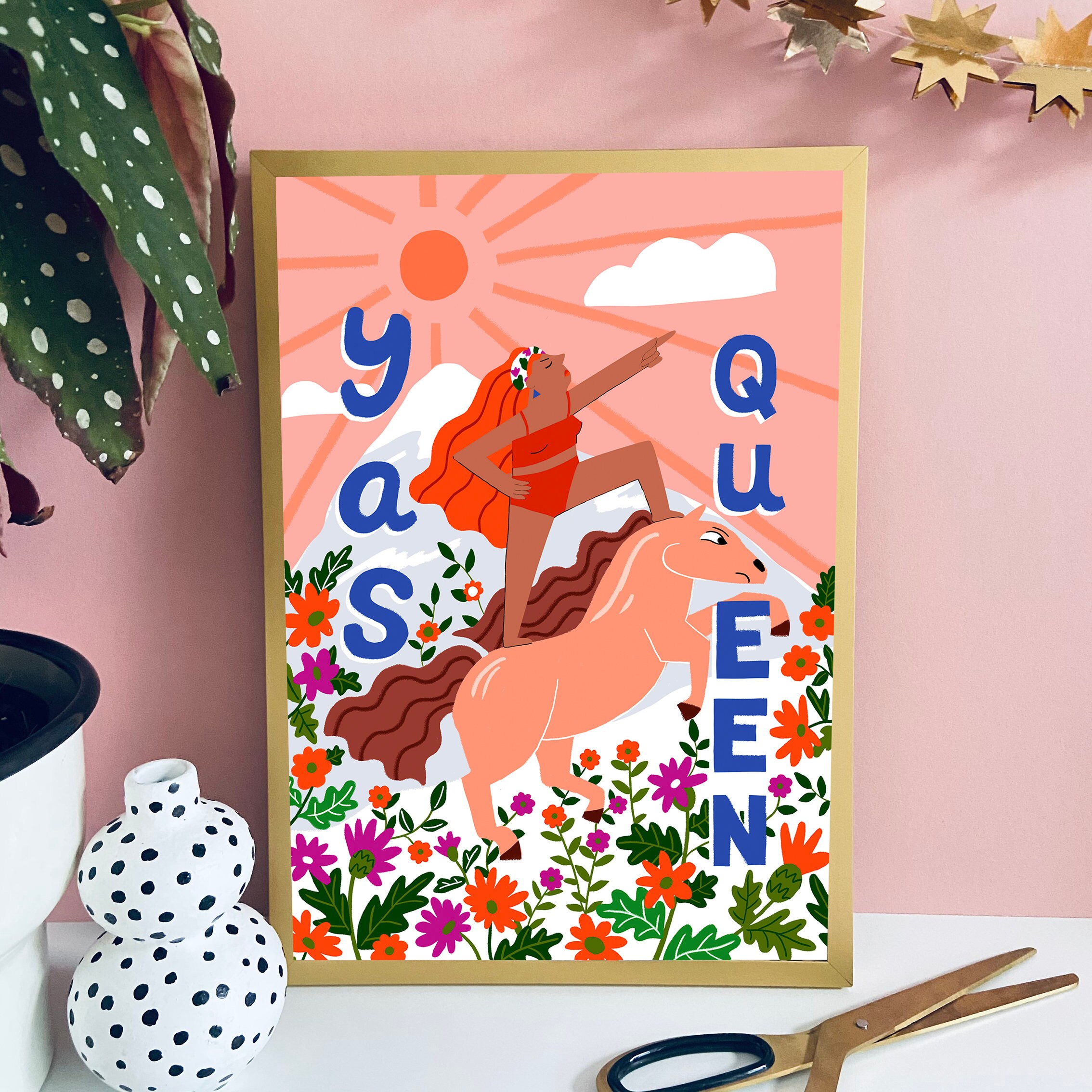Yas Queen Positive Saying Fine Art Illustration Print | Etsy UK