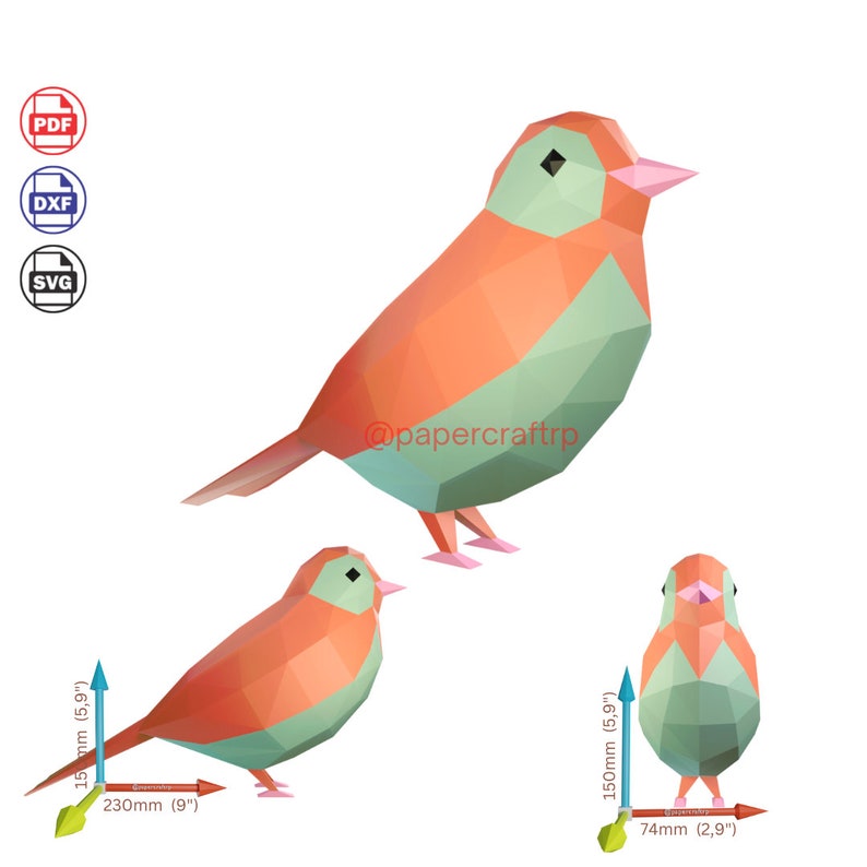 Bird 3D Papercraft Low Poly - Etsy