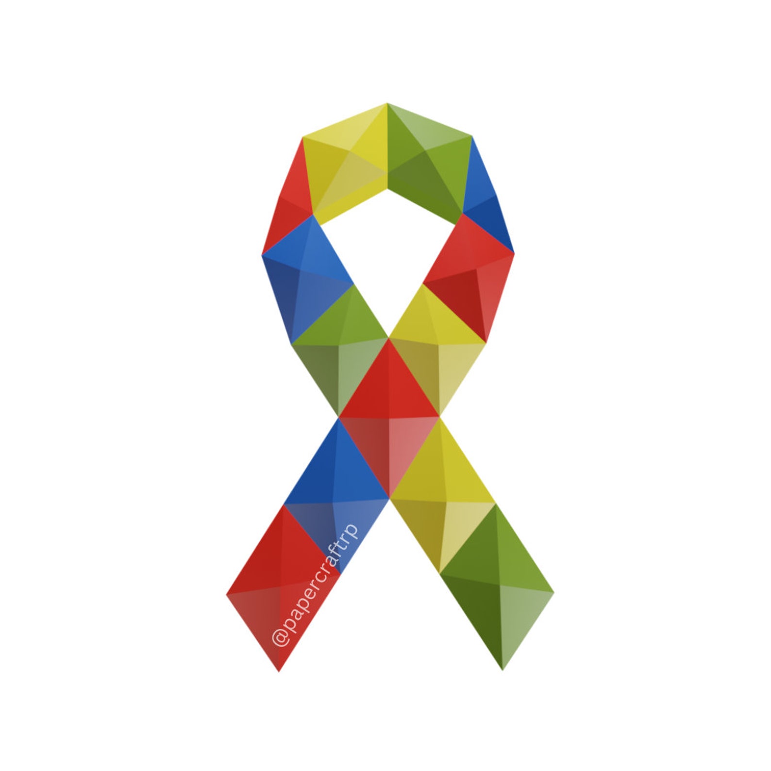 Autism Awareness Ribbon Template, Low Poly Papercraft (PDF/SVG/DXF) - Etsy
