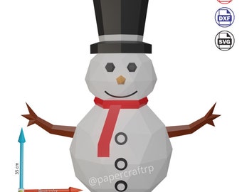 Top Hat Snowman,papercraft , DIY , Low Poly , PDF Papercraft , Snowman ...
