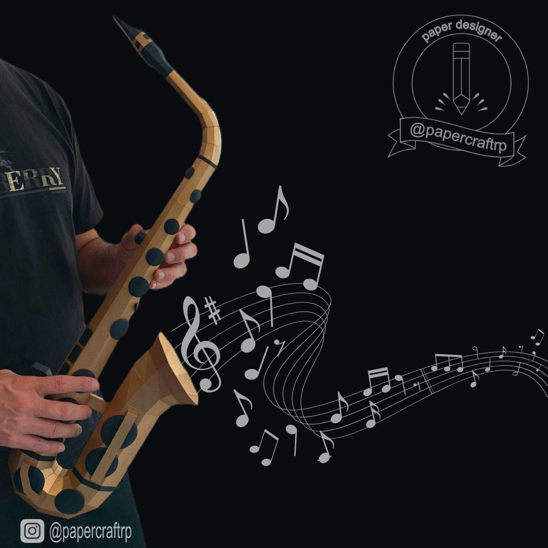 Low Poly Saxophone Template (PDF/DXF/SVG) - Etsy