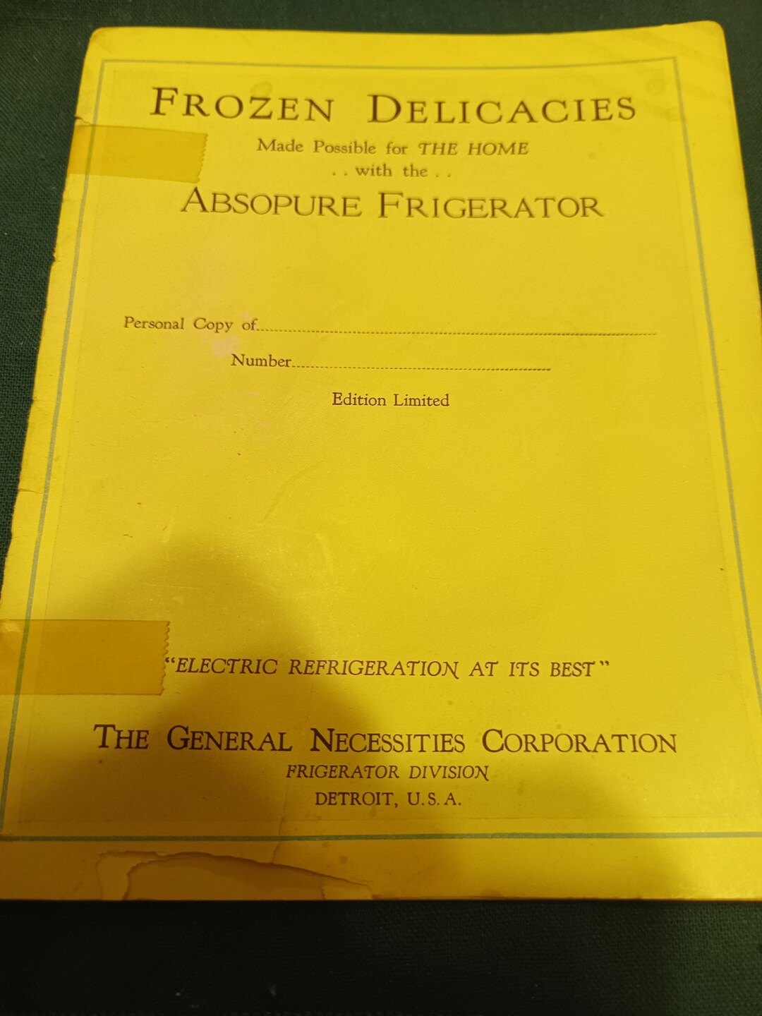 Vtg. Frozen Delicacies by Absopure Frigerator Cookbook - Etsy