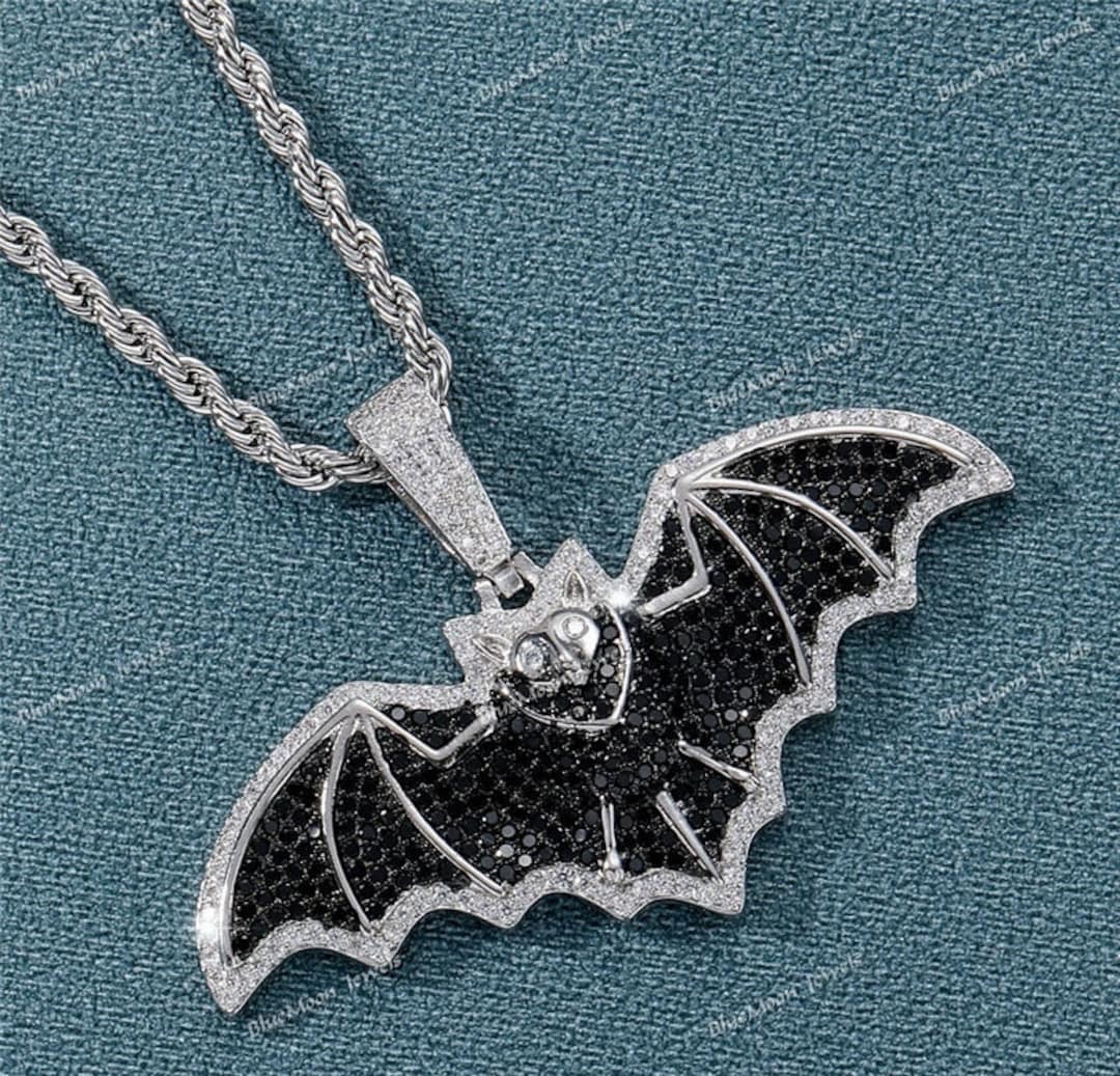 Hip Hop Fashion Jewelry Ice Out Bat Pendent VVS Moissanite 925 Sterling ...