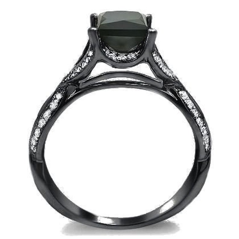 Black Princess-cut Onyx With White Round Cut CZ Diamond - Etsy